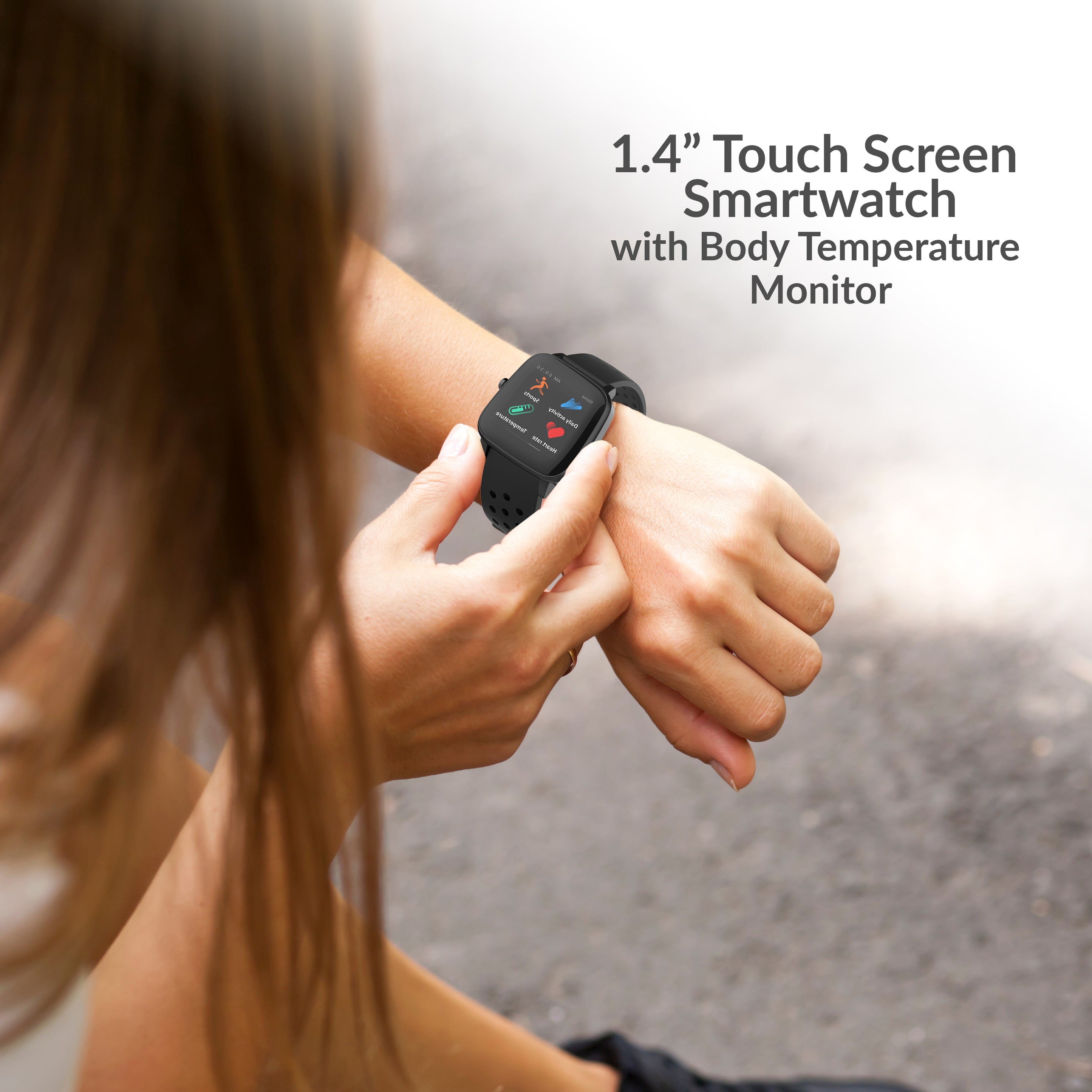 1.4” Touch Screen Smartwatch with Body Temperature Monitor – Supersonic Inc