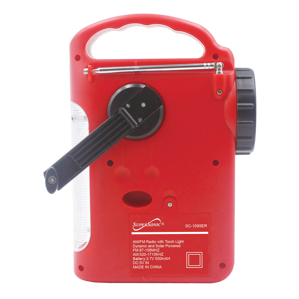 Emergency Solar/ Hand Crank Radio w/ Flashlight – Supersonic Inc